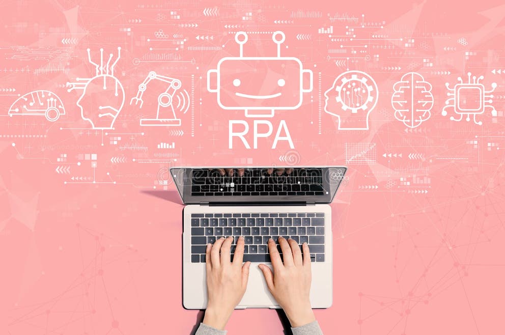 Robotic Process Automation Concept with Person Using Laptop Stock Image ...