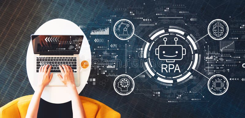 Robotic Process Automation Concept with Person Using a Laptop Stock ...