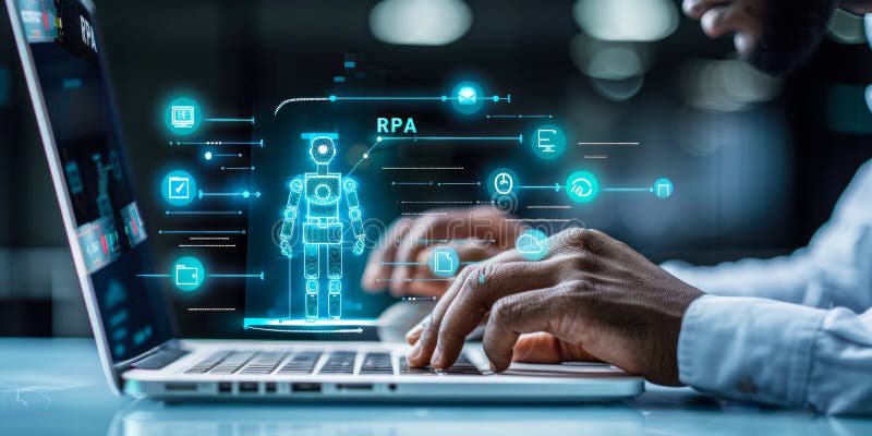 Robotic Process Automation Concept Represented by Hand Gesturing RPA ...