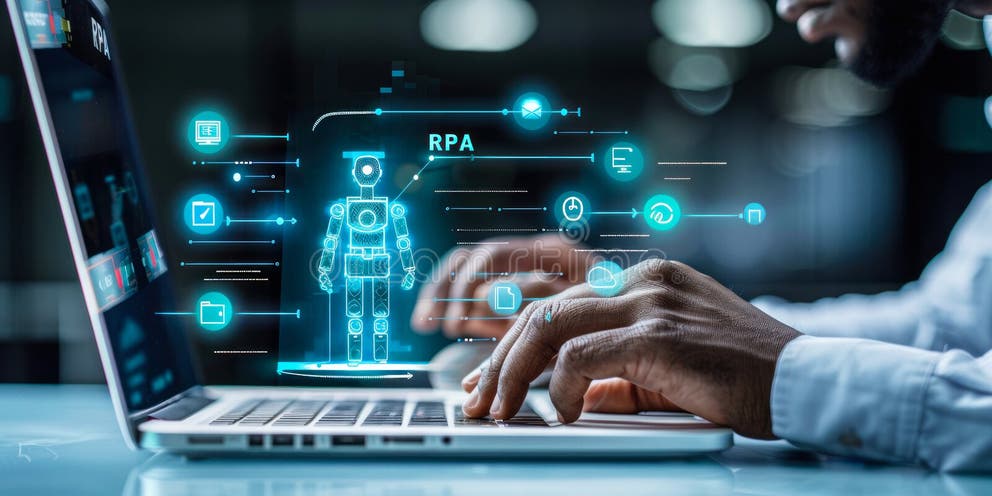 Robotic Process Automation Concept Represented by Hand Gesturing RPA ...