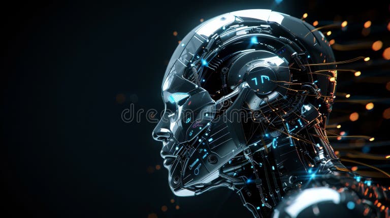 Robotic Process Automation Concept. a Robot with a Face Made of Light ...