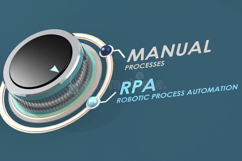 Robotic Process Automation Concept with Turning Knob Stock Illustration ...