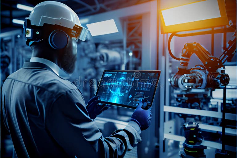 Robotic Process Automation Engineer Using Laptop for Smart Factory ...