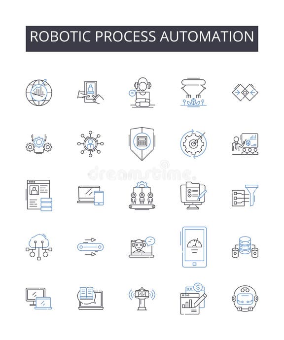 Robotic Process Automation Line Icons Collection. Artificial ...