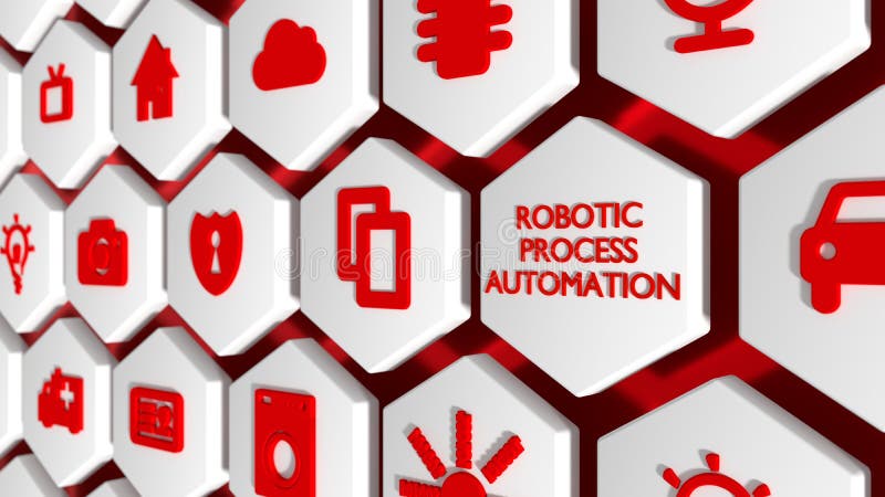 Robotic Process Automation RPA Red Hexagon Concept Stock Illustration ...