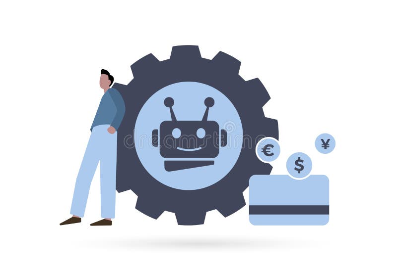 Robotic Process Automation - RPA System Concept. Artificial Intelligence and Big Data Business ...