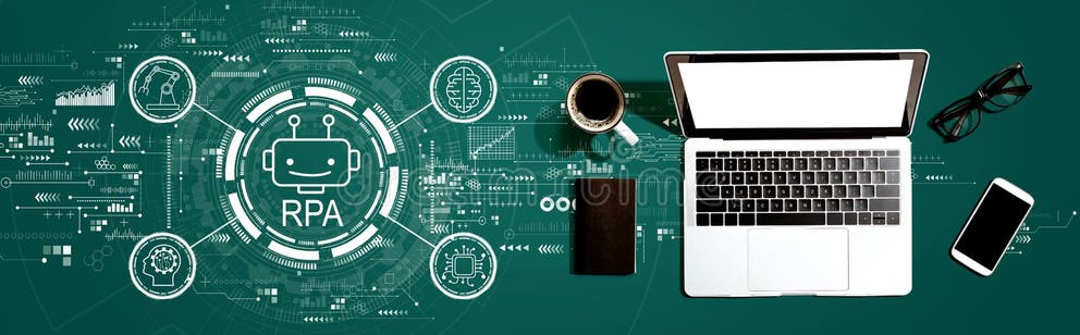 Robotic Process Automation Theme with a Laptop Computer Stock Image ...