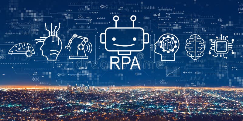 Robotic Process Automation Theme with Downtown Los Angeles Stock Photo ...
