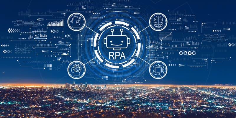 Robotic Process Automation Theme with Downtown Los Angeles Stock Photo ...