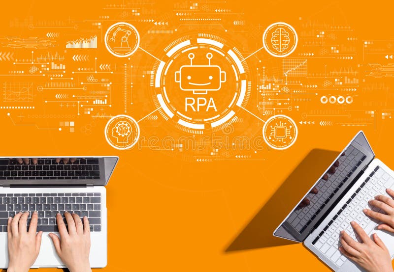 Robotic Process Automation Theme With People Working Together Stock