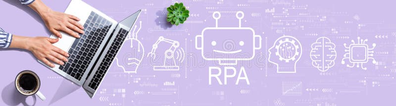 Robotic Process Automation Theme with Person Using a Laptop Editorial ...