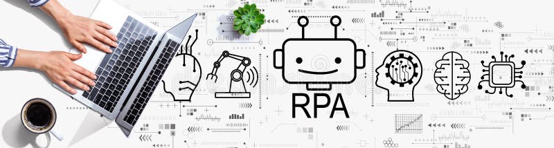 Robotic Process Automation Theme with Person Using a Laptop Editorial ...
