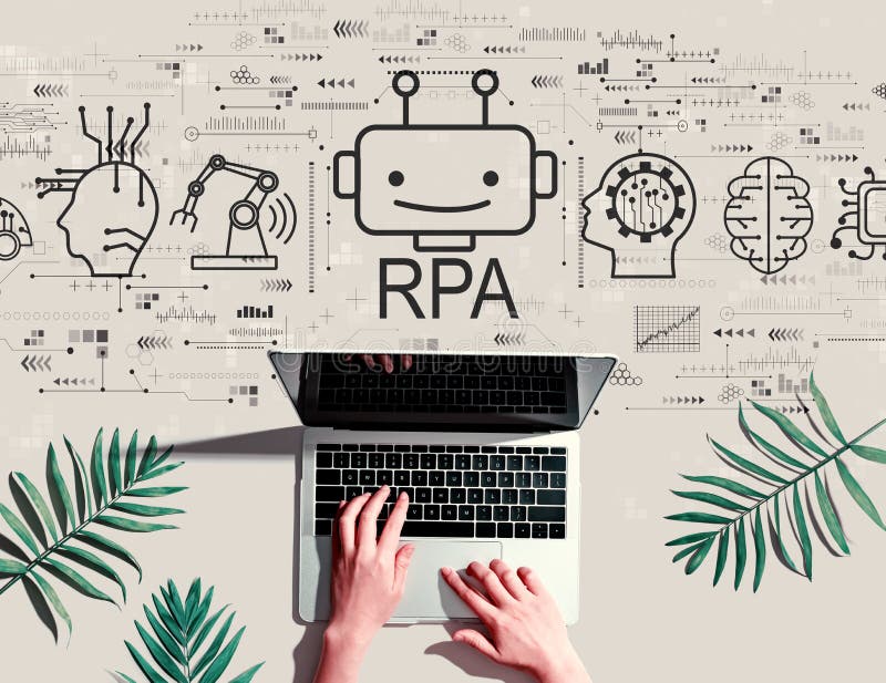 Robotic Process Automation Theme with Person Using a Laptop Stock Image ...