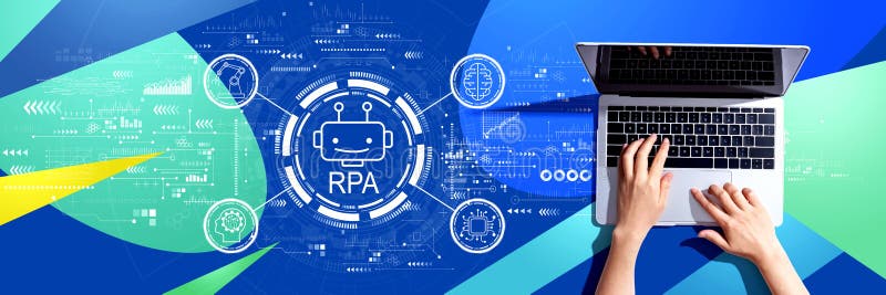 Robotic Process Automation Theme with Person Using a Laptop Stock Image ...