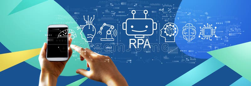 Robotic Process Automation Theme with Person Using Smartphone Stock ...