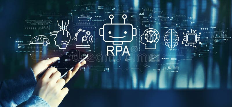 Robotic Process Automation Theme with Person Using Smartphone Stock ...