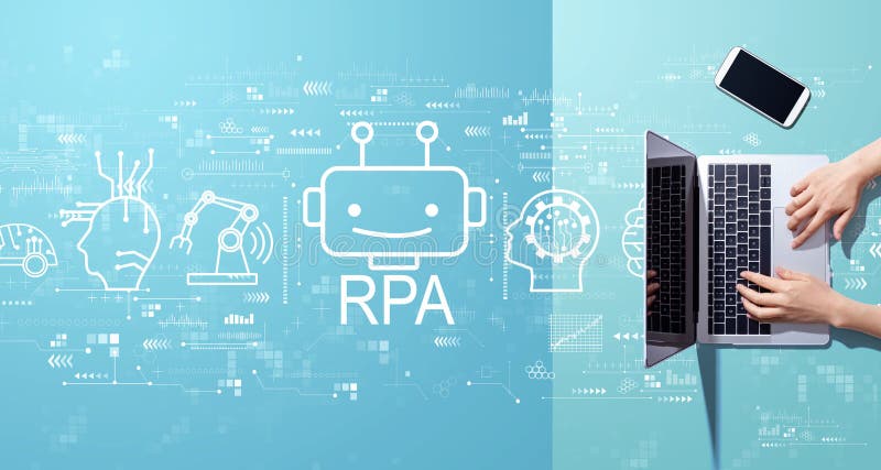 Robotic Process Automation Theme with Person Using a Laptop Editorial ...