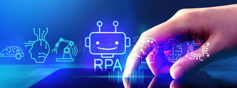Robotic Process Automation Theme with Tablet Computer Stock Photo ...