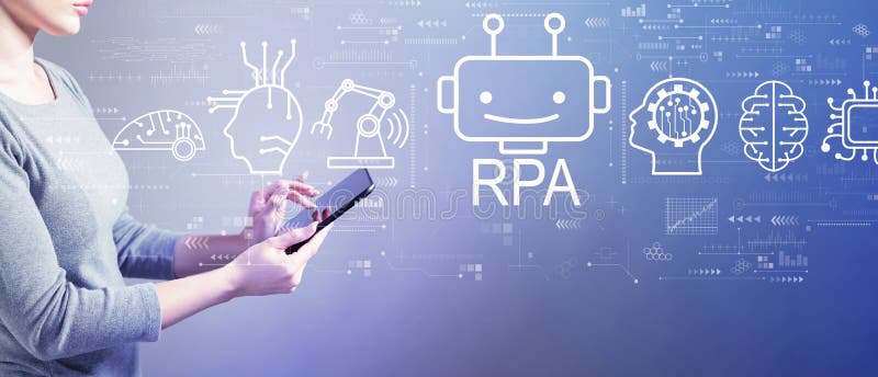Robotic Process Automation Theme with Woman Using a Tablet Stock Photo ...