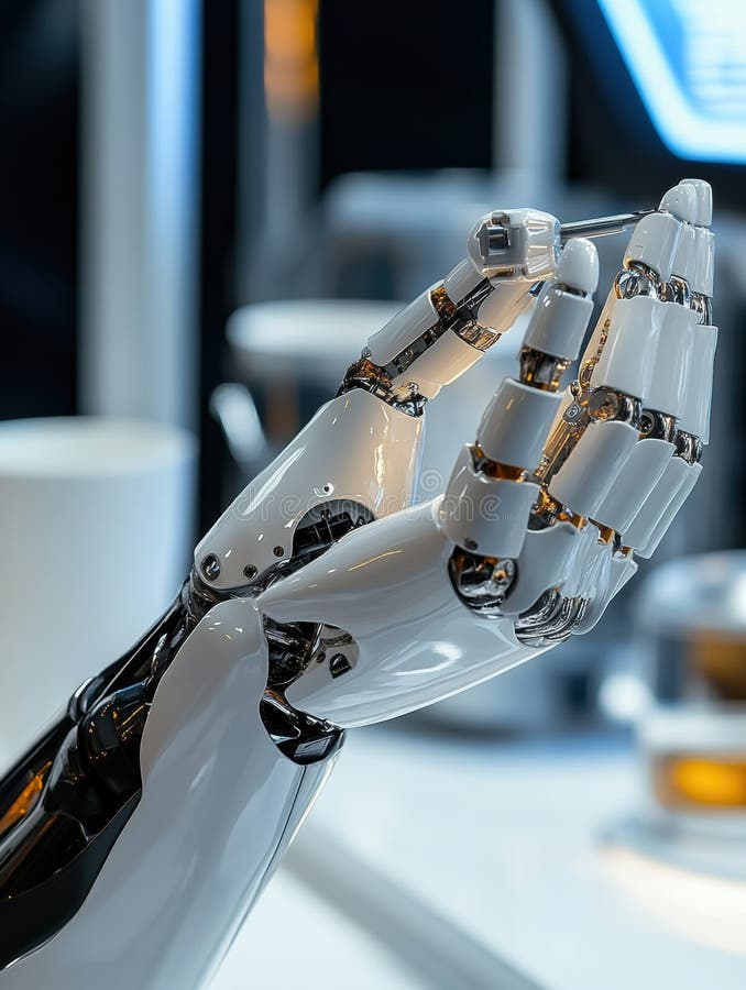 A Robotic Prosthetic Hand Deftly Grasps a Small Object, Showcasing ...