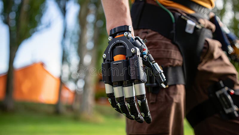Robotic Prosthetic Hand Demonstrating Technology Outdoors Stock Image ...