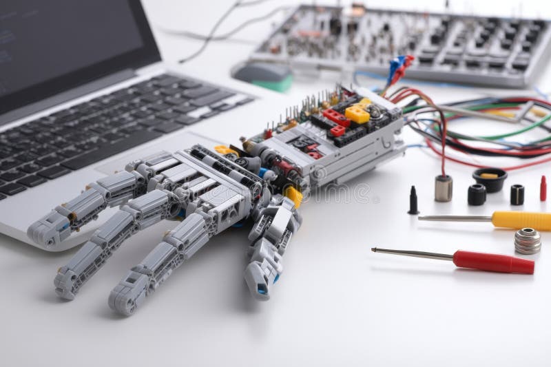 Robotic Prosthetic Hand Prototype Wires Components Desk Stock Photos ...