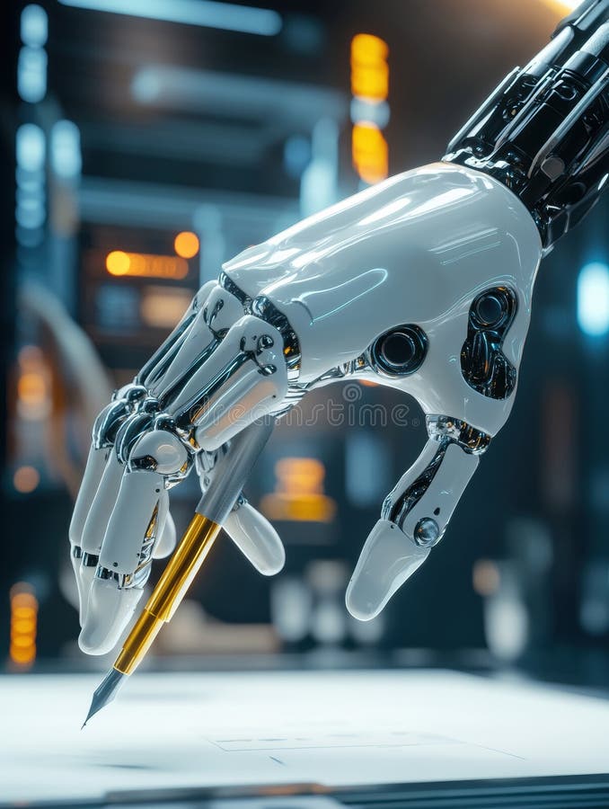 A Robotic Prosthetic Hand Skillfully Holds a Pen, Poised To Write Notes ...