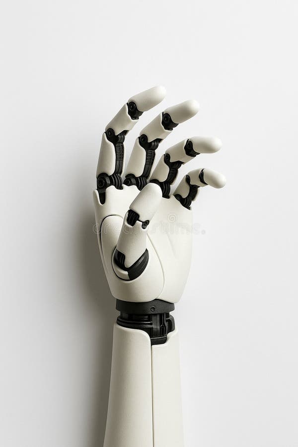 Robotic Prosthetic Limb and Bionic Arm, Clean White Tones, Open Palm ...