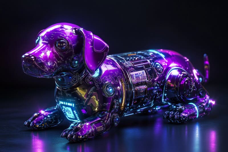 Generative Ai, Robotic Purple Dog Mixed with Ai Technology, High Tech ...