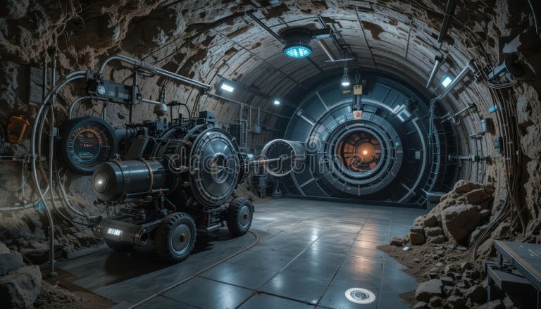 Futuristic Exploration Rover in an Underground Laboratory Tunnel Stock ...
