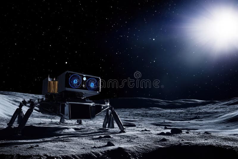 Advanced Robotic Rover Explores the Lunar Surface Under a Glowing Sun ...