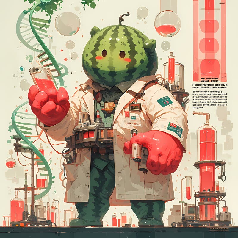 Watermelon robot flight stock vector. Illustration of summer - 201794823