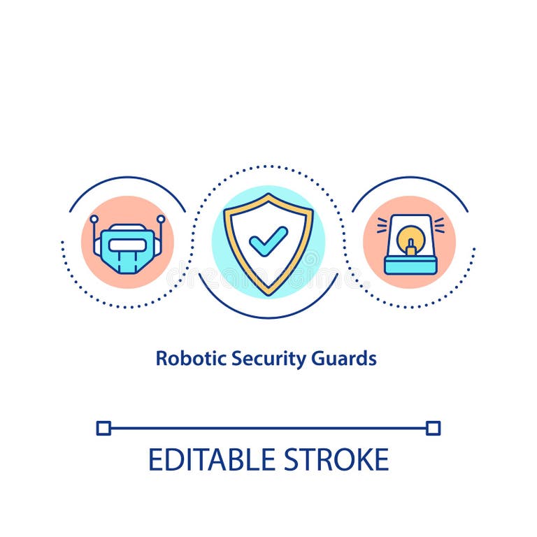 Robotic Security Guards Concept Icon Stock Vector - Illustration of ...