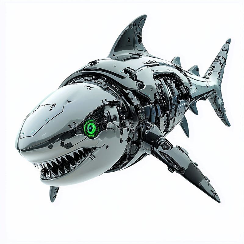 Robotic Shark Mechanical Creature Artificial Intelligence Ai Isolated ...