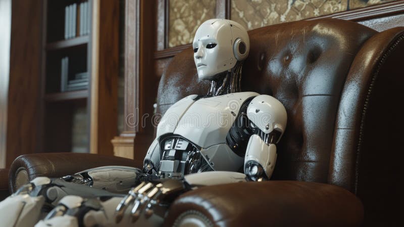 Robotic Sitting Human-like Figure Stock Image - Image of humanoid ...