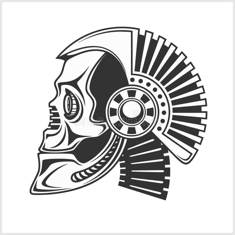 Robotic Skull on White Background Stock Vector - Illustration of ...