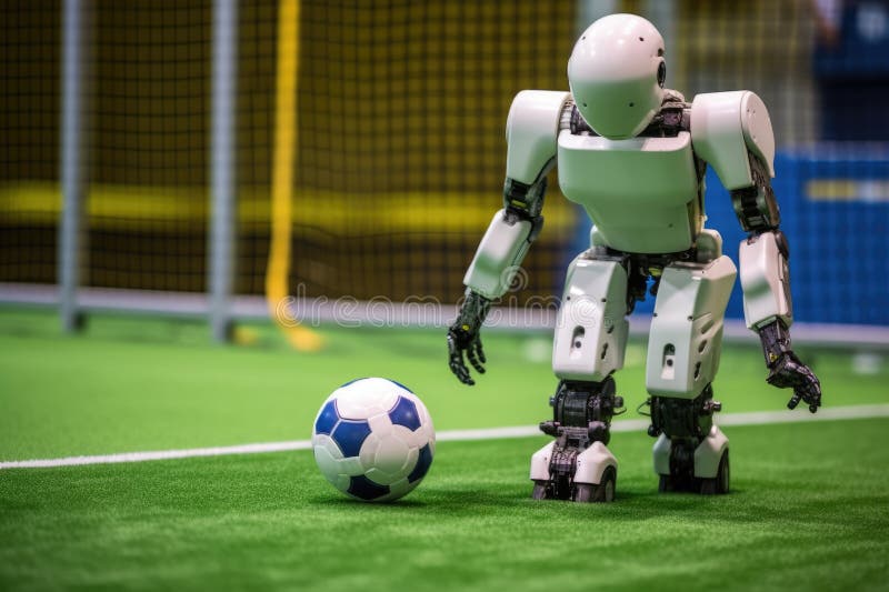 Robotic Soccer Player Dribbling a Soccer Ball Stock Illustration ...