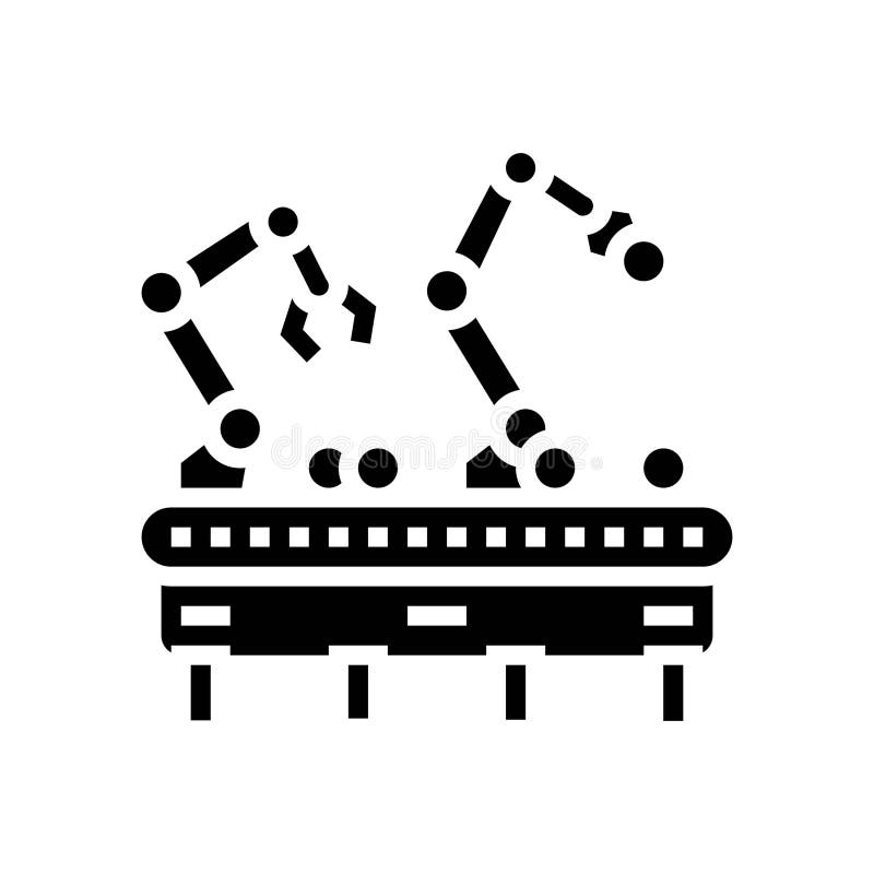 Robotic Sorting System Robot Harvests Glyph Icon Vector Illustration ...