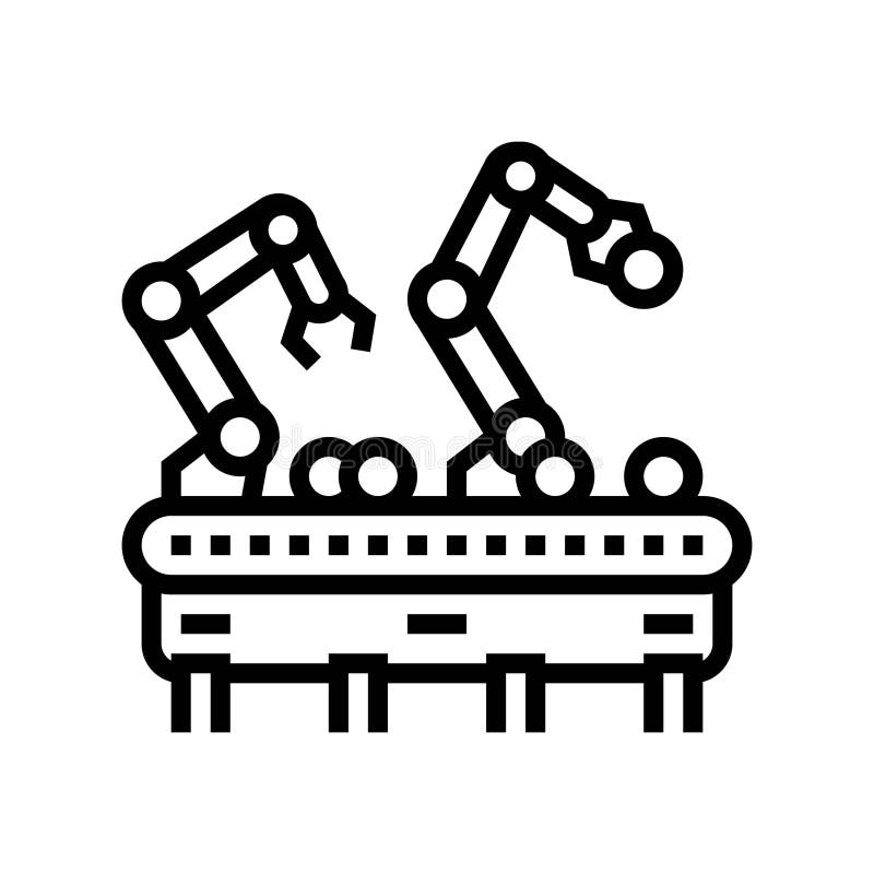 Robotic Sorting System Robot Harvests Line Icon Vector Illustration ...