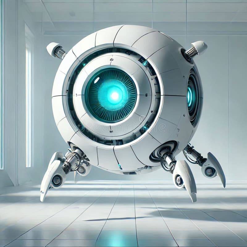 Robotic Sphere with Advanced Vision Technology Stock Illustration ...