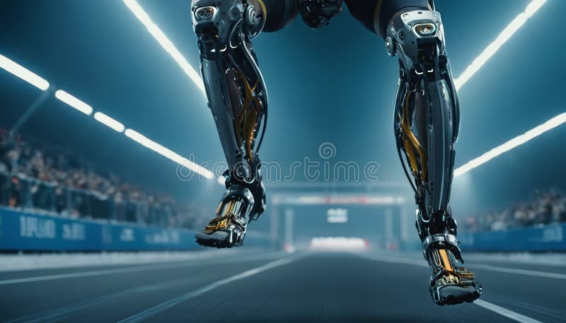 Robotic Sprinter at Starting Blocks Stock Photo - Image of agility ...