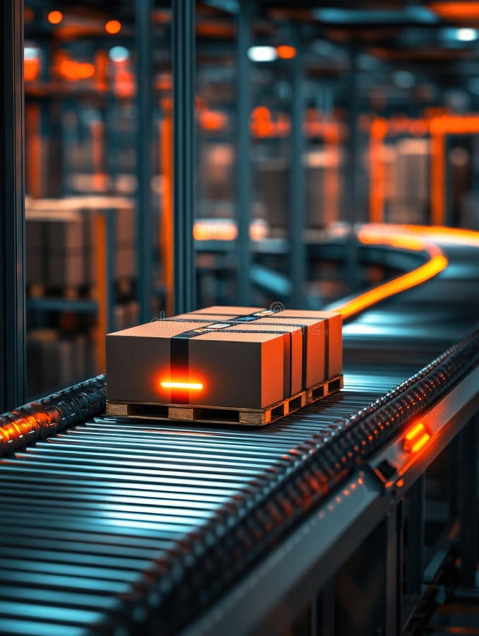 Robotic Storage Warehouse with Boxed Product Stock Photo - Image of ...