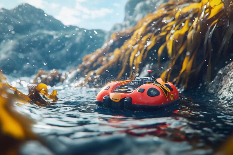 A Robotic Submersible is Used for Underwater Exploration in a Vibrant ...