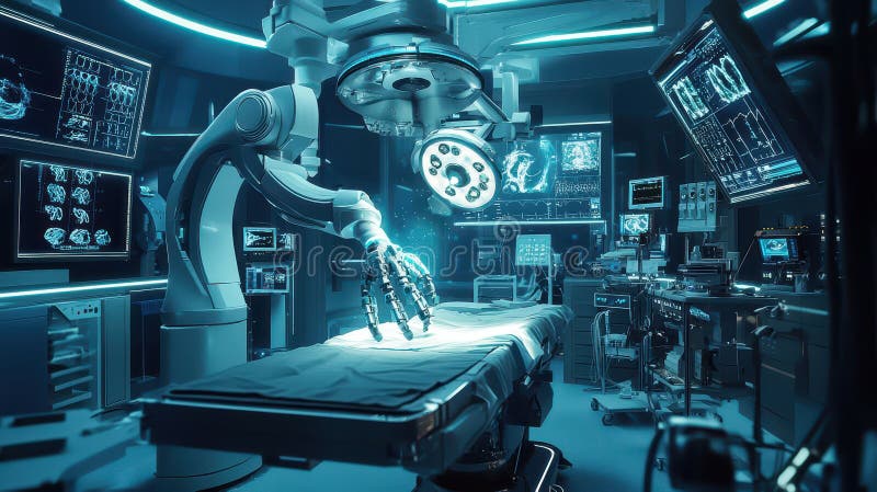 Robotic Surgery with Advanced Medical Technology in High-Tech Operating ...