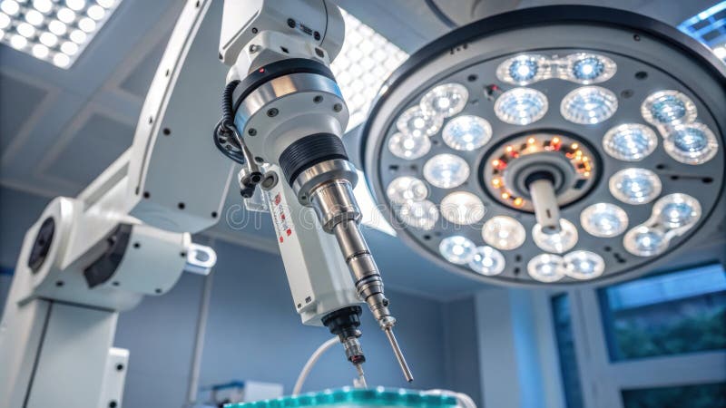 Robotic Surgery Arm Performing Operation Under Surgical Light Stock ...