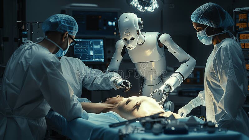 Robotic Surgery: Doctors Observing a Precision Operation in a Modern ...