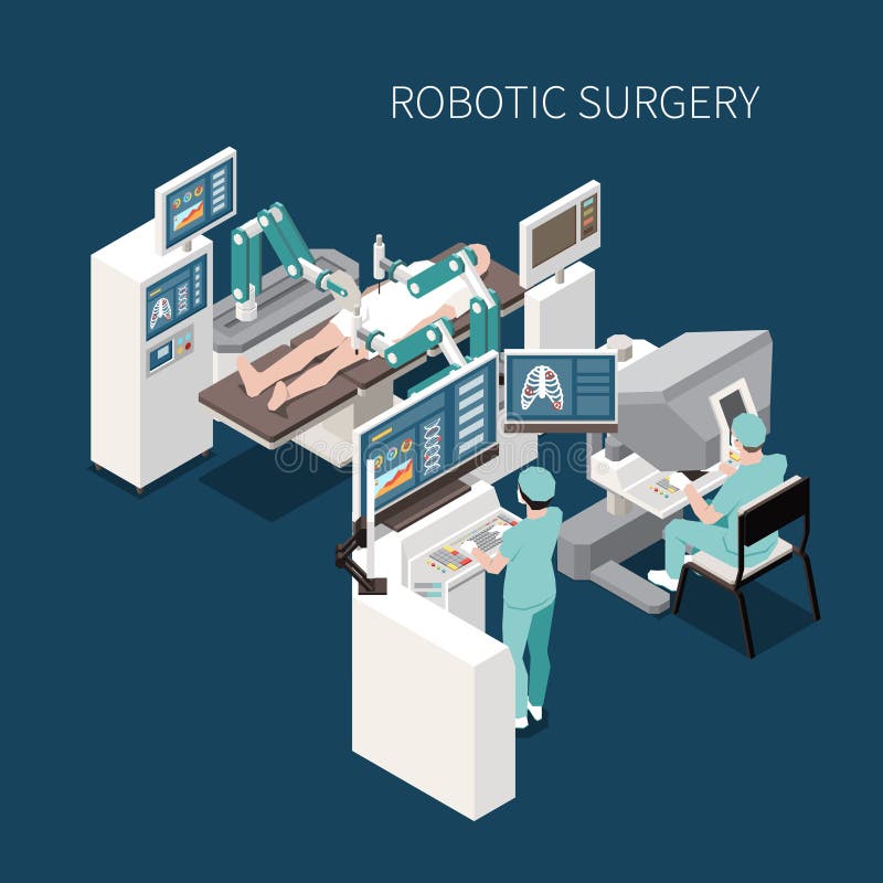 Robotic Surgery Health Care Concept Vector Illustration Scene With ...