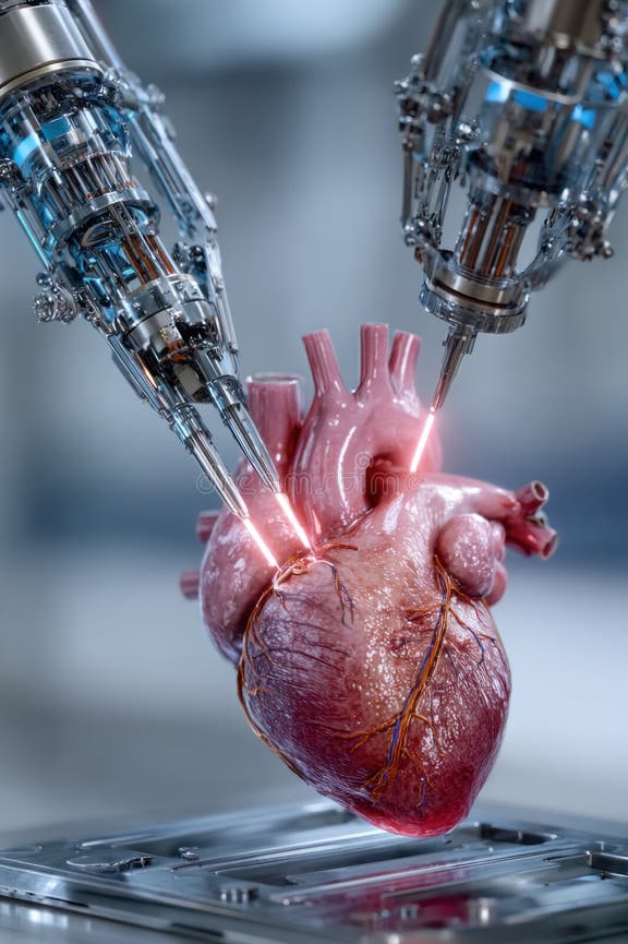 Robotic Surgery Performing Heart Operation with Laser Stock Photo ...