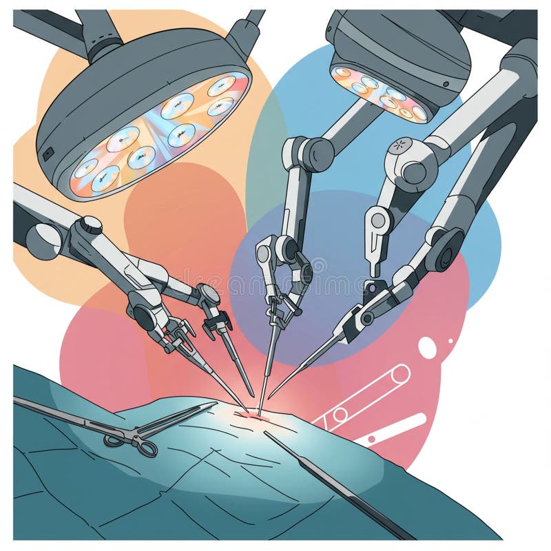 Robotic Surgical Arms in a Brightly Lit Operating Room Perform a ...