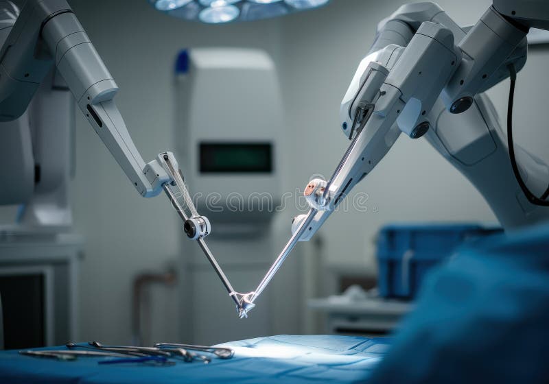 Robotic Surgical Arms Positioned Over an Operating Table Stock ...